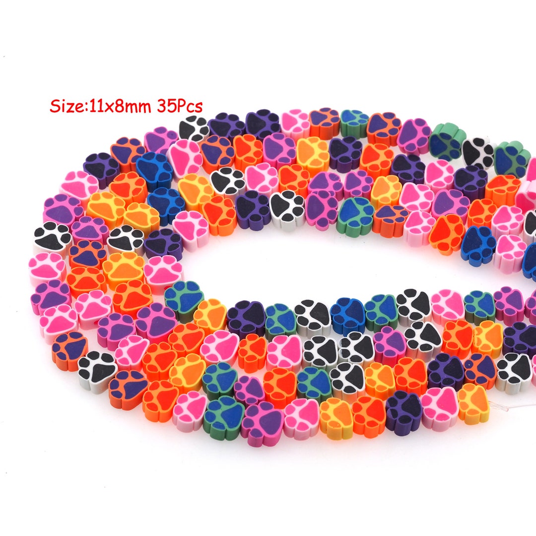 Dog Paw Cat Paw Print Polymer Clay Beads Beads,dog Paw Cat Paw Polymer ...