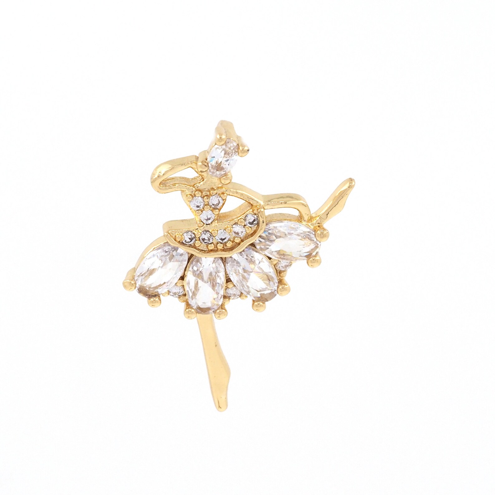 Dance Pendant, CZ Micropavé Silver Ballet Charm Necklace 18K Gold ...