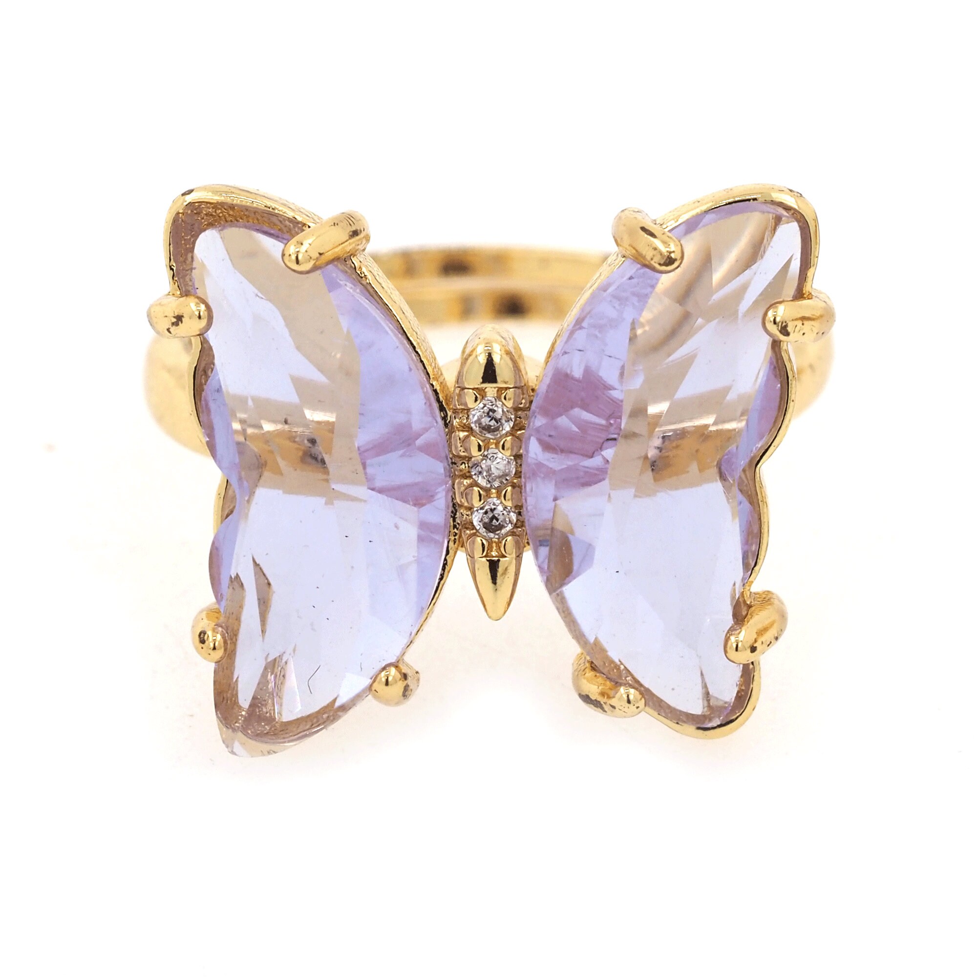Crystal Butterfly Ring Butterfly Ring 18K Gold Filled Adjustable Ring ...