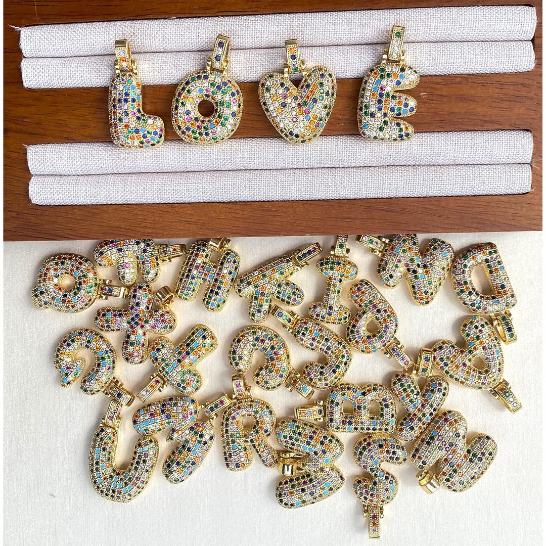 Golden Letters, Luxurious Color, Fat Letters Pendant Plating 18K Gold ...