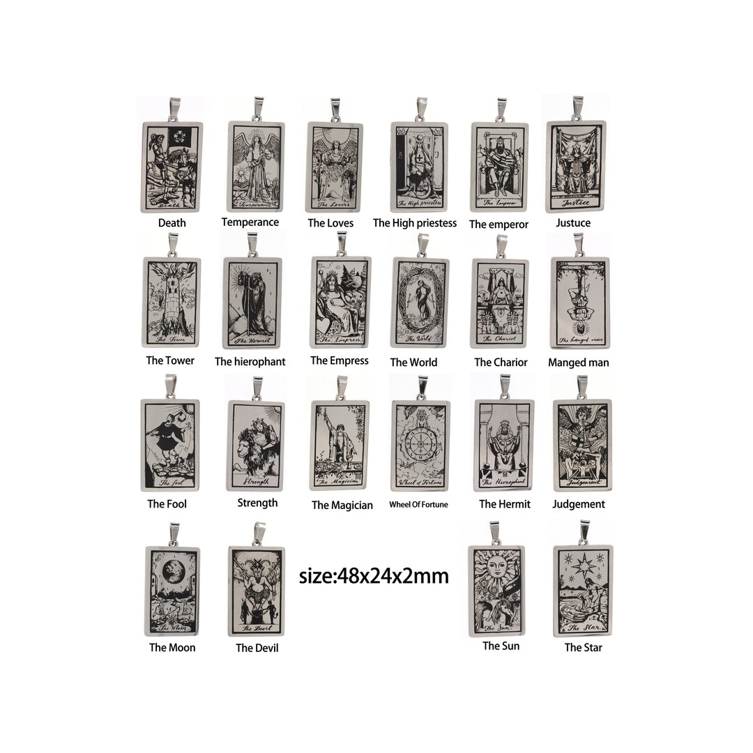 Silver Stainless Steel Tarot Pendant, Tarot Charm, Amulet, Tarot ...