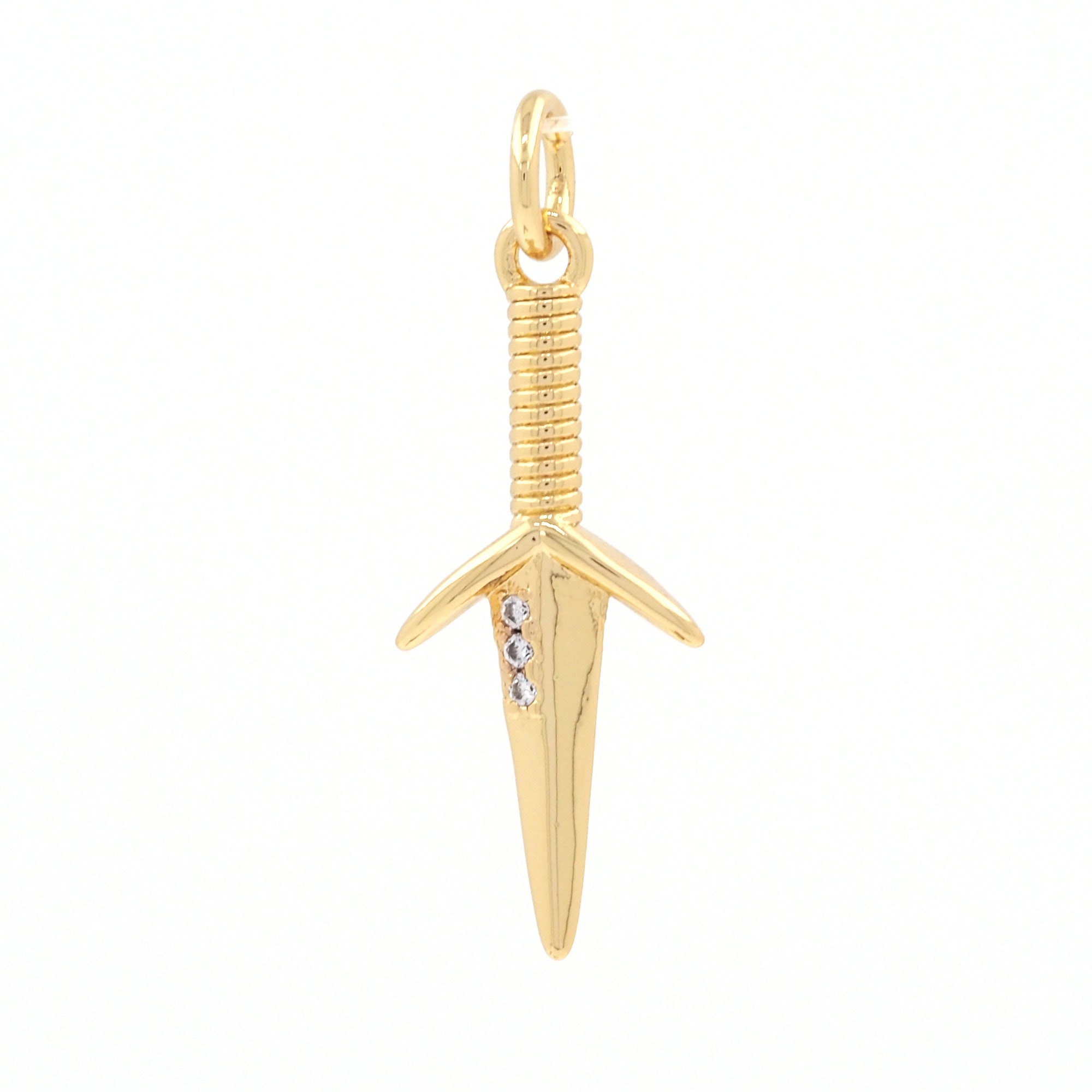 Small Japanese Kunai Dart Trident Kunai Cubic 18K Zirconia Micro Mosaic ...