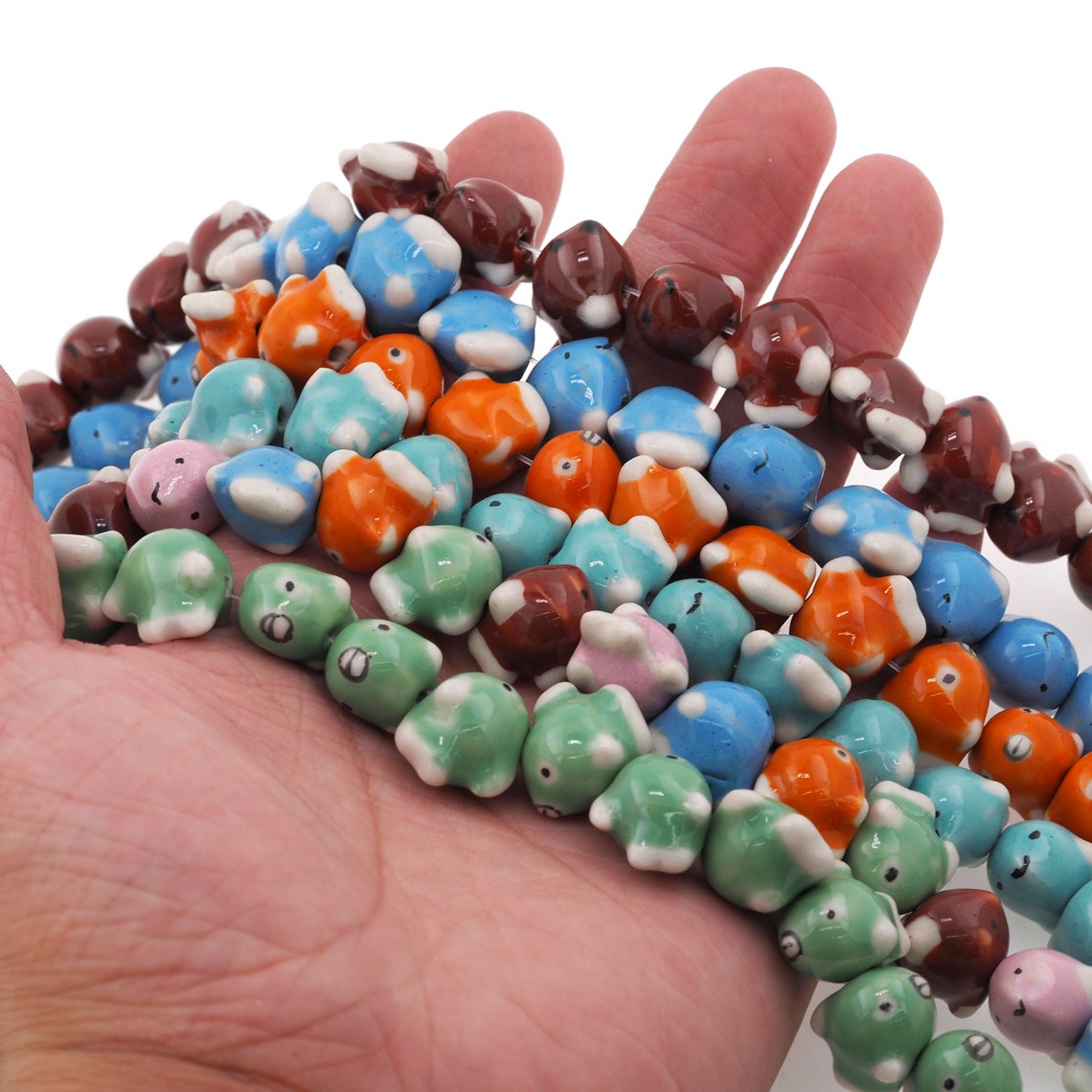 Tropical Fish Beads, Kawaii Ceramic Triangle Fish Decorative Beads ...