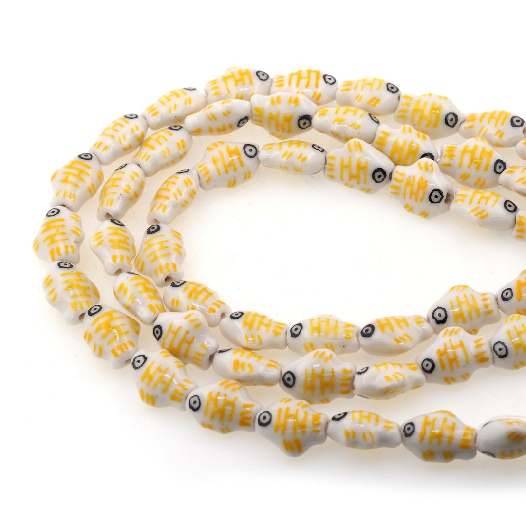 Cute Little Yellow Fat Fish Beads, Kawaii Glass Lampwork Beads, Small ...