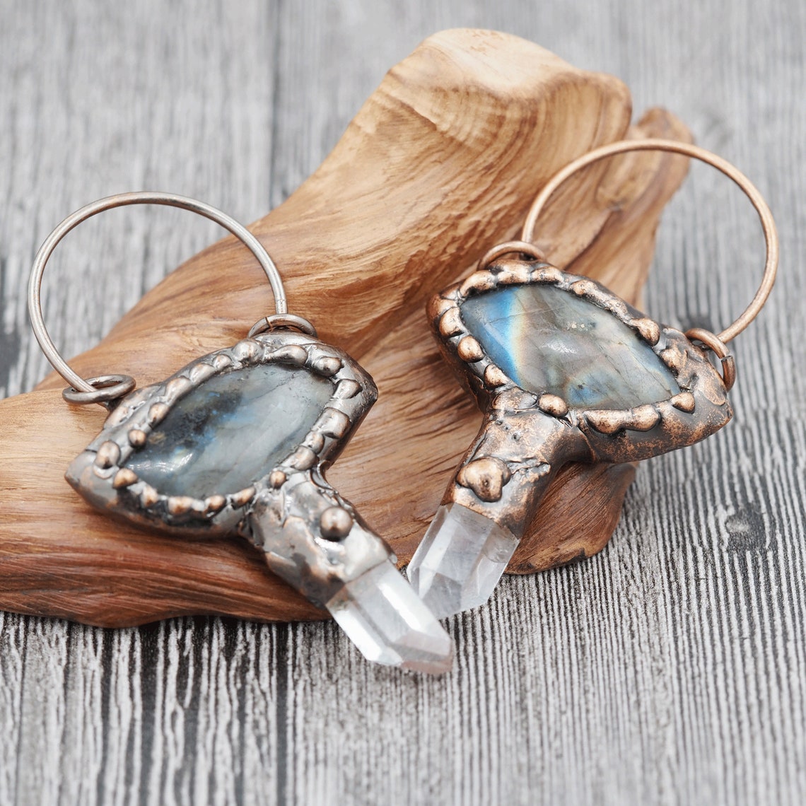 Natural Stone Crystal Bronze Welding Oval Pendant White Crystal DIY ...