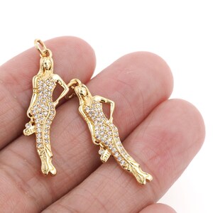 Figure Pendant, 18K Figure Pendant, Micropavé Cubic Zirconia Figure ...