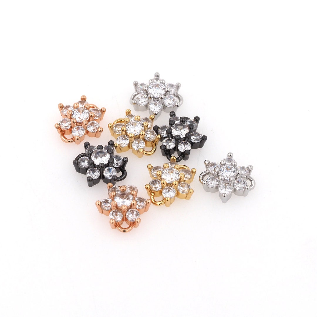 Plant Charm, Six-petal Flower Connector, Flower Charm, Flower Jewelry ...