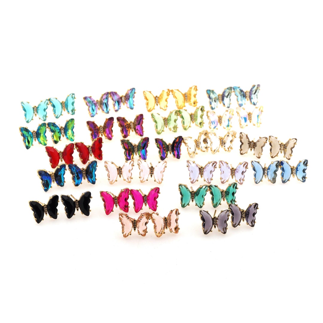 Color Butterfly Earrings, Butterfly Earrings, Insect Charm, DIY ...