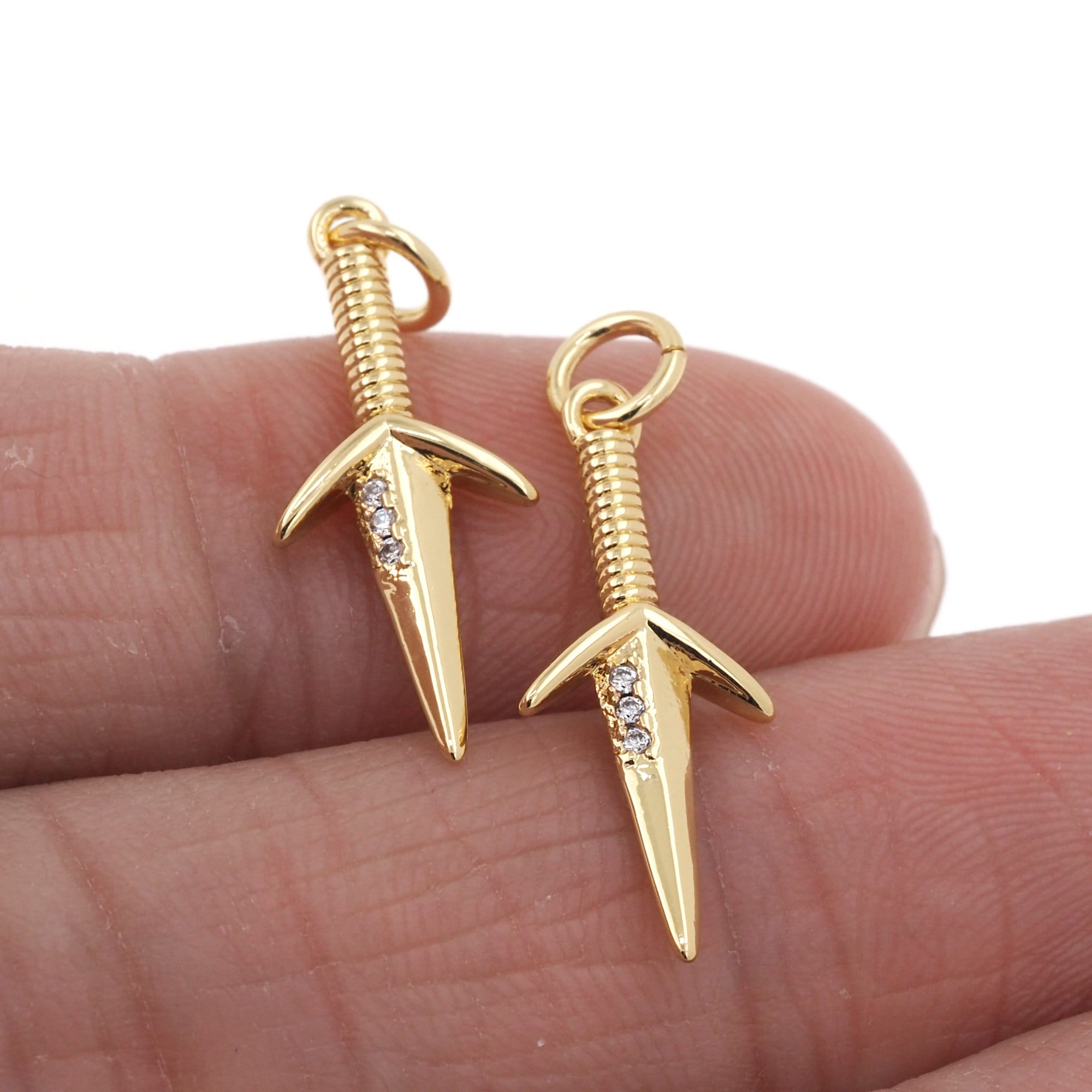 Small Japanese Kunai Dart Trident Kunai Cubic 18K Zirconia - Etsy