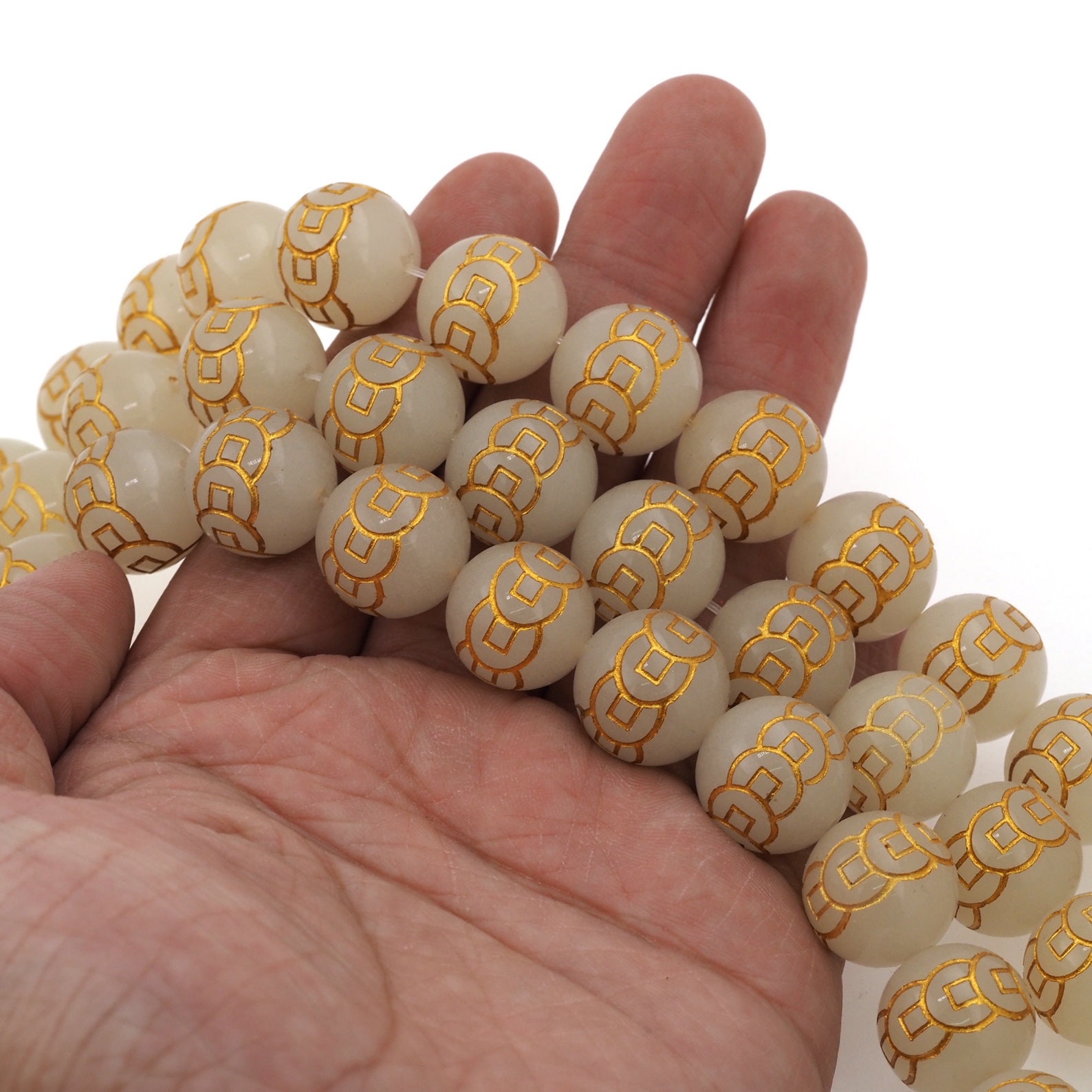 Ceramic Chinese Ancient Copper Coin Stamping Beads, Meditation to Ward ...