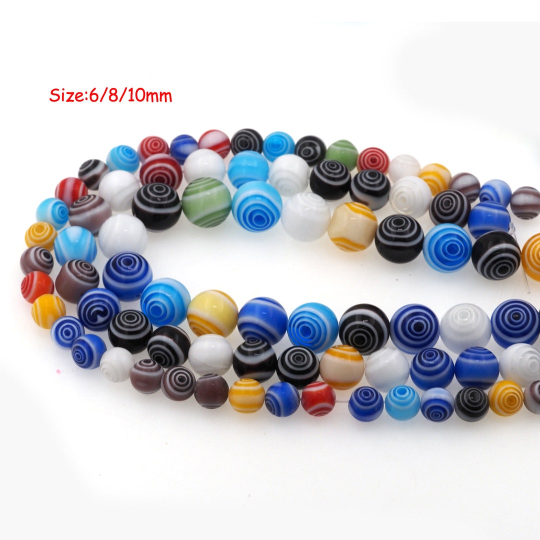 Handmade Spherical Millefiori Beads, Murano Spiral Glass Beads, Charm ...