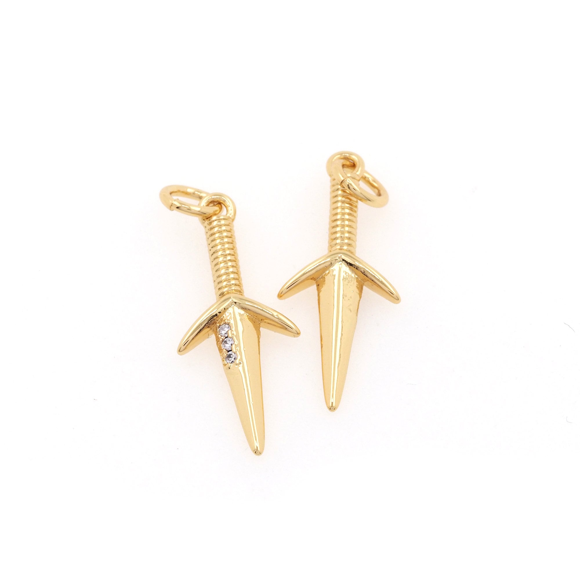 Small Japanese Kunai Dart Trident Kunai Cubic 18K Zirconia Micro Mosaic ...