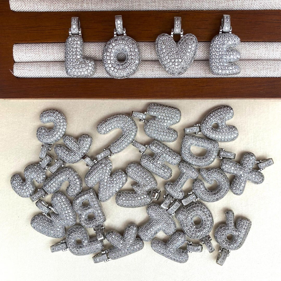 Fat Letter Pendant Silver Letters, A-Z Letters Pendant DIY Letters ...