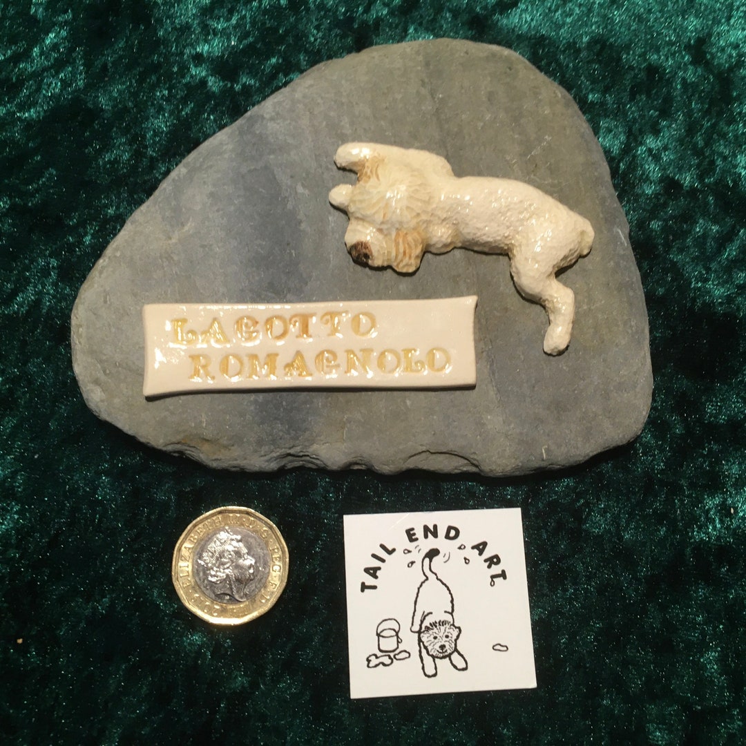 Lagotto Romagnolo, Orange & White, Mini Sculpture on Slate - Etsy