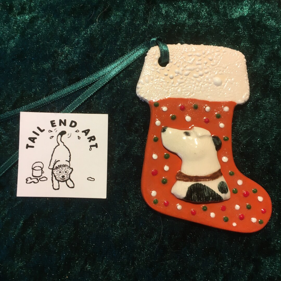 Jack Russell Terrier, Christmas Stocking - Black & White on Orange - Etsy