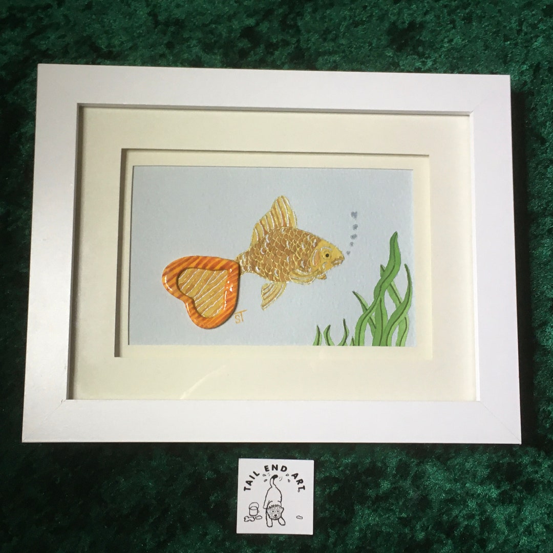 Heart Series 'love Fish' Ceramic, Water-colour and Pencil Picture ...