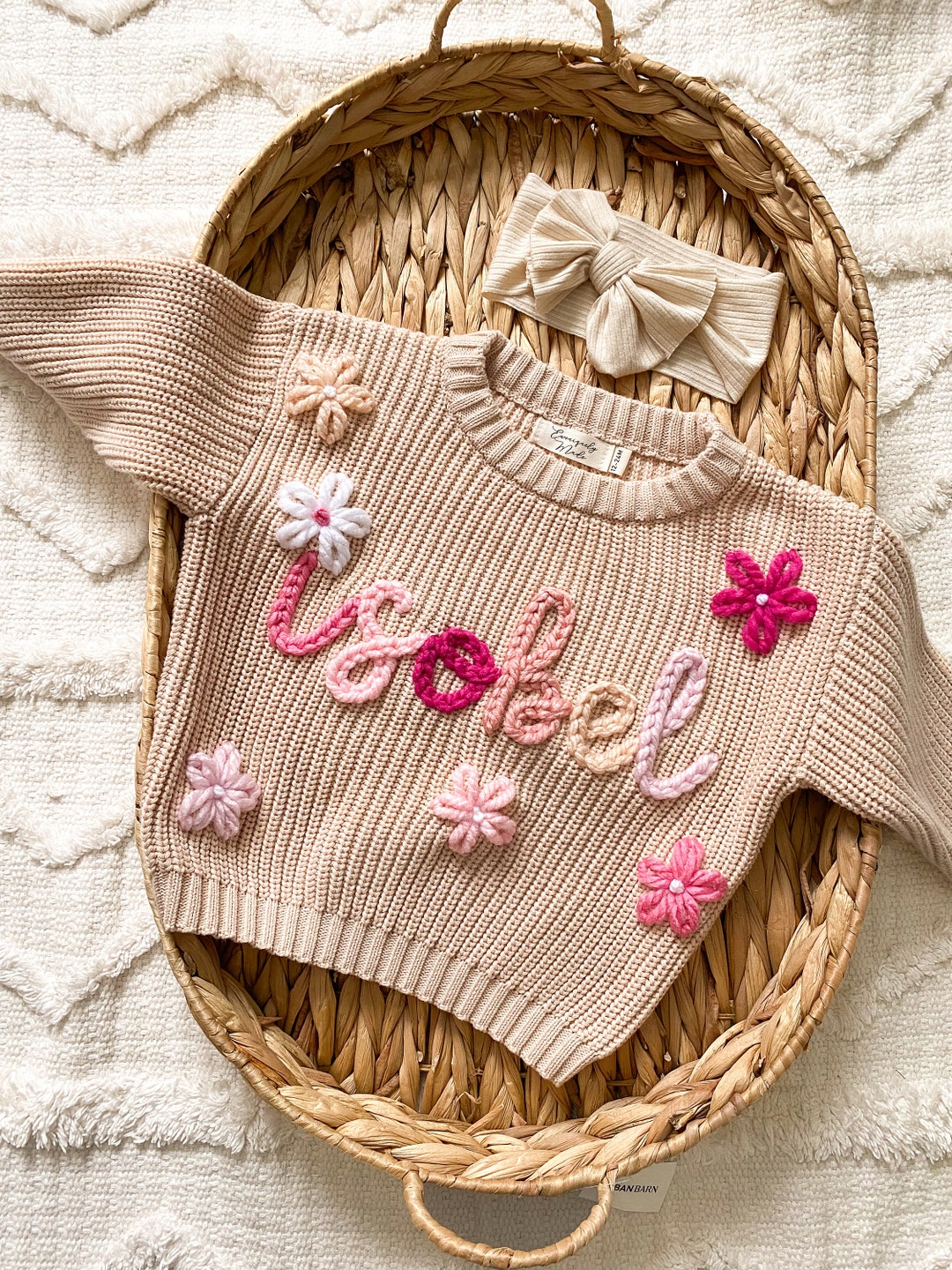 Baby and Toddler Name Sweater, Personalized Hand Embroidered. 0-3M to ...