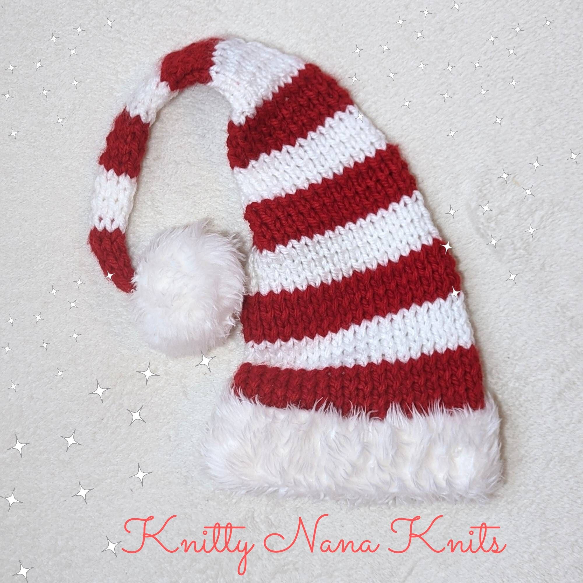 Red and White Long Tail Santa Hat, Stripey Christmas Hat, Luxury Santa ...