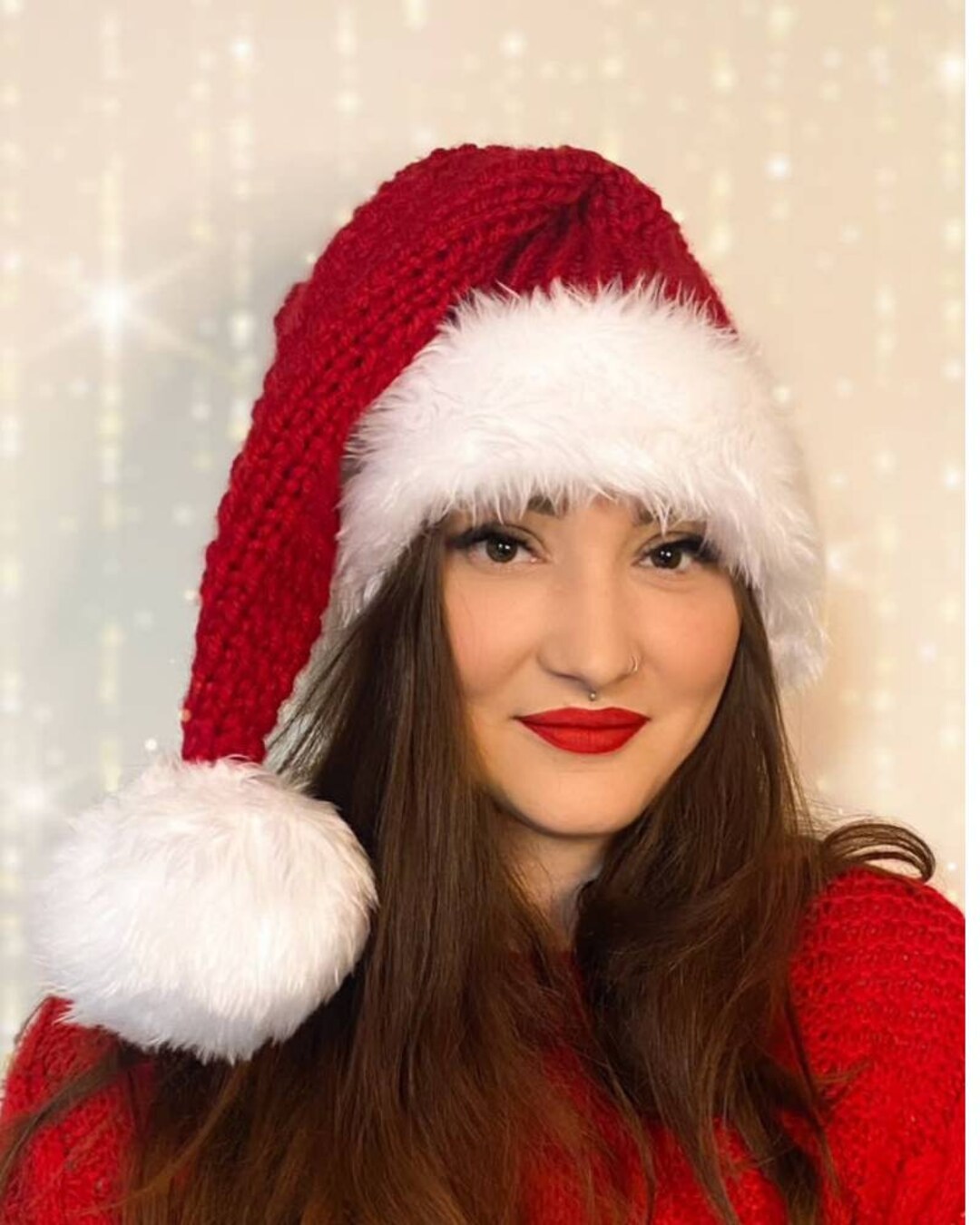Christmas Santa Hat, Adult Santa Hat, Chunky Knit Santa Hat, Oversized ...