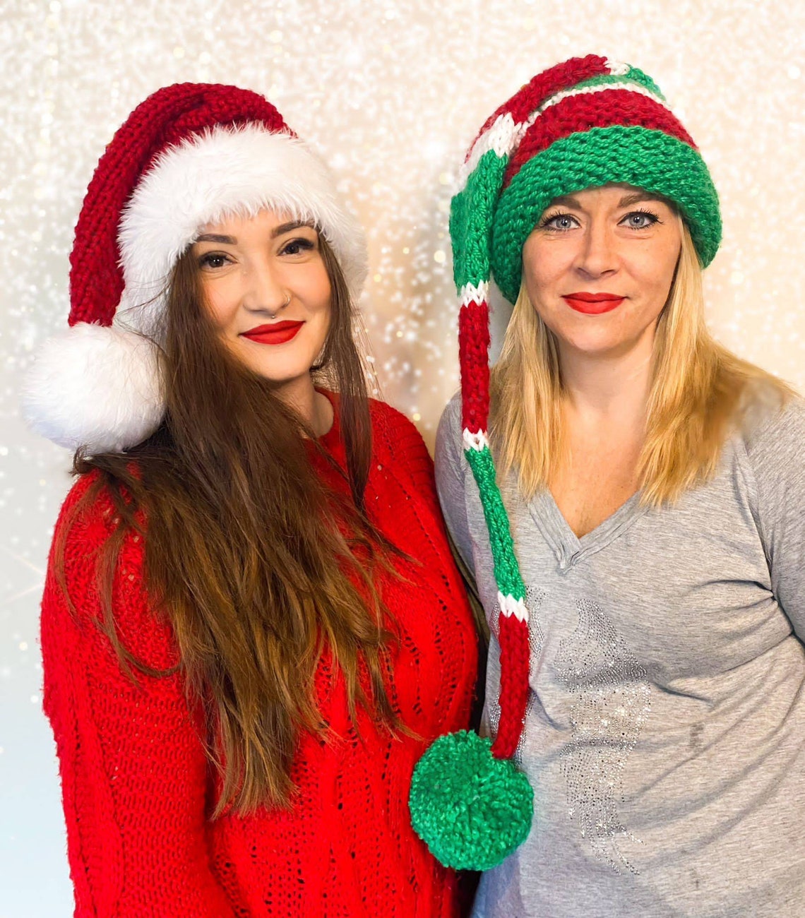 Christmas Santa Hat, Adult Santa Hat, Chunky Knit Santa Hat, Oversized ...