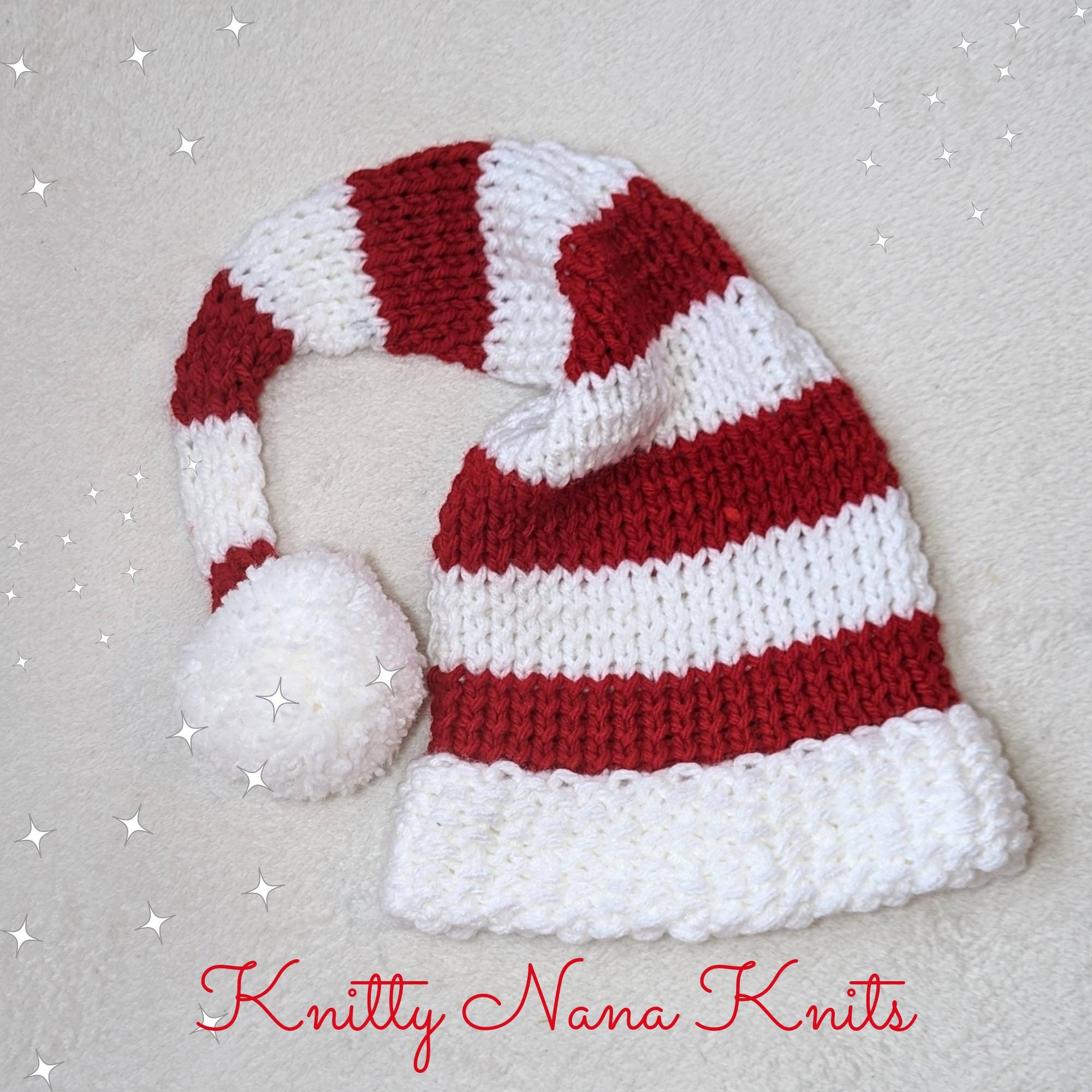 Red and White Long Tail Santa Hat, Stripey Christmas Hat, Luxury Santa ...