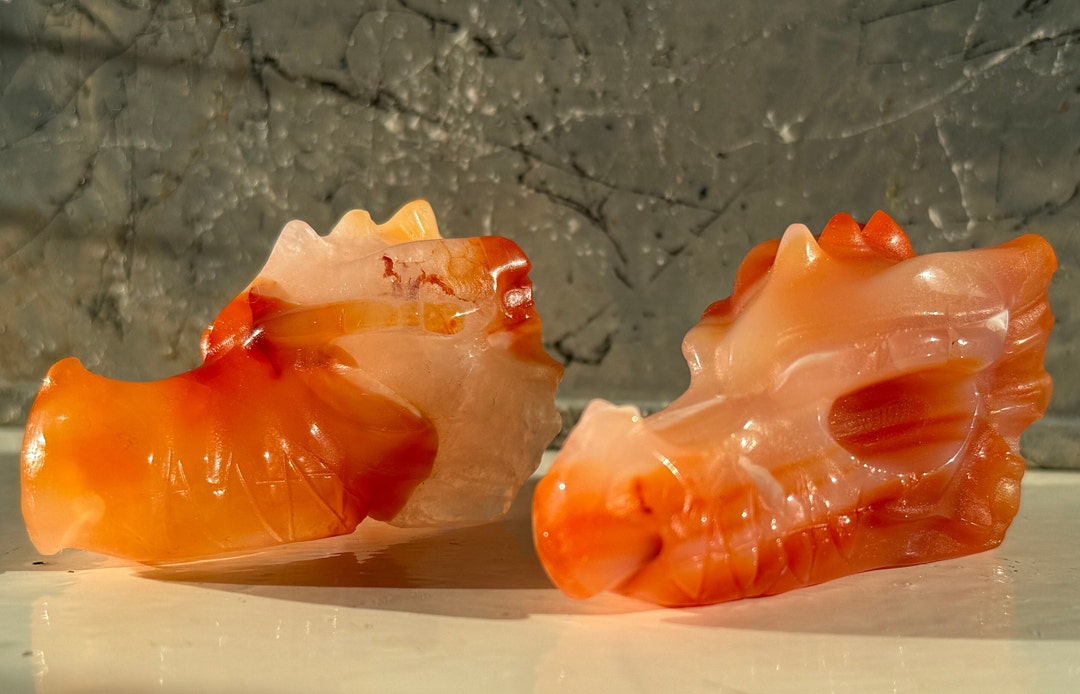 Carnelian Dragon Head / Chalcedony Dragon / Carnelian Carving / - Etsy UK