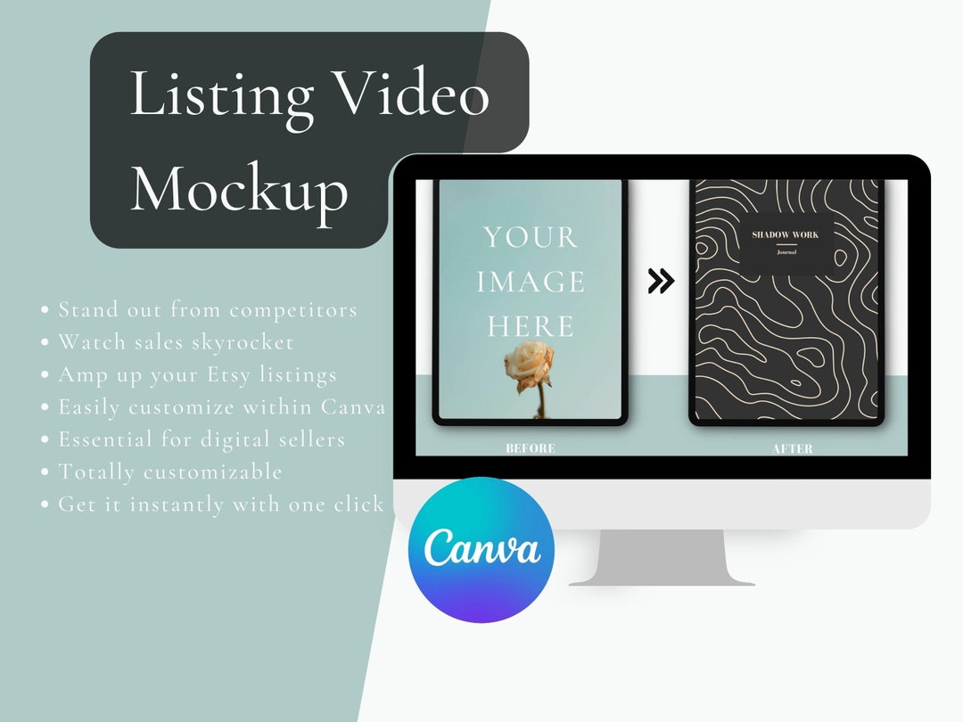Listing Video - Canva Printables Template - Elevate Your Digital Listings With Mockup Video - Etsy