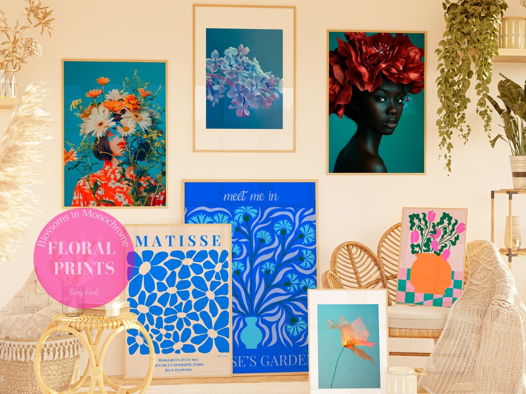 Blossoms in Monochrome: the Luxe Botanical Print Collection - Etsy