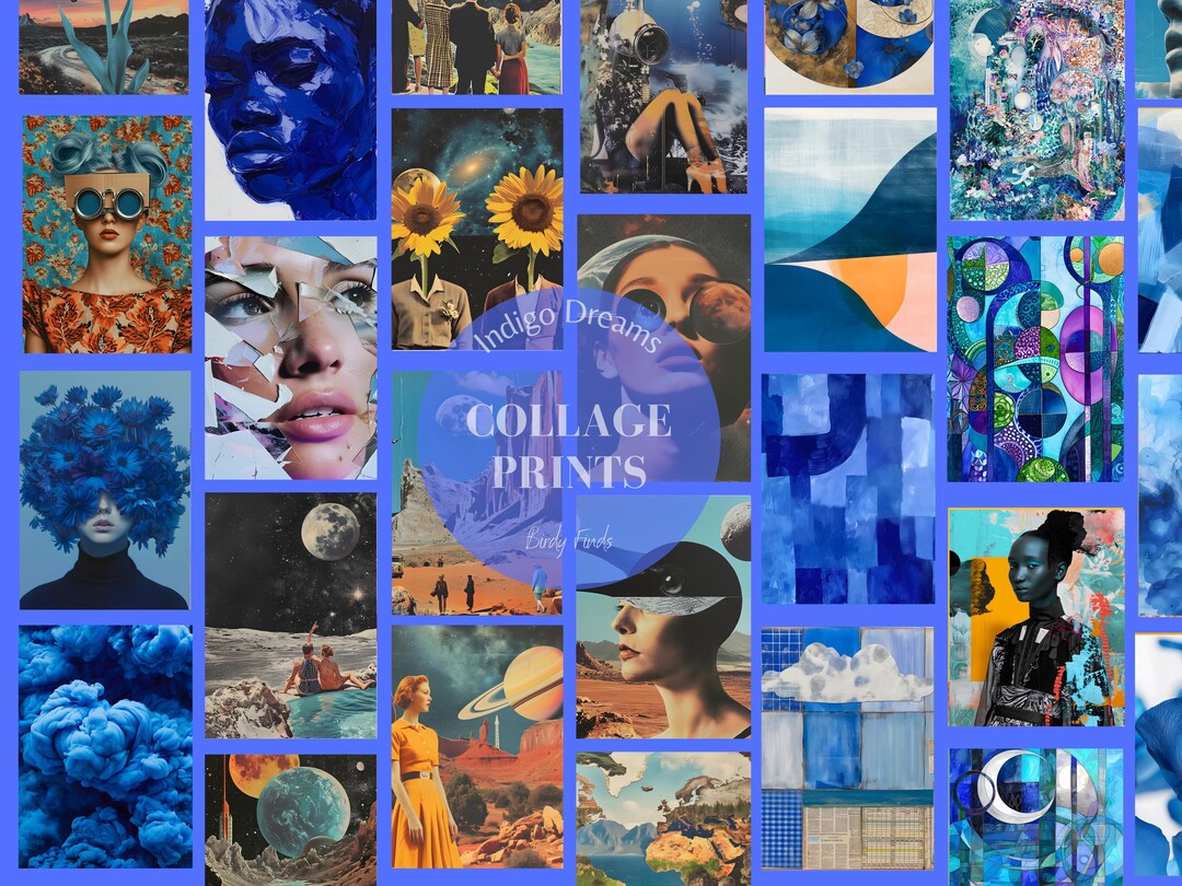 40+ Indigo Dreams: Elegant Collage Art Collection Feminine, Soft, and ...
