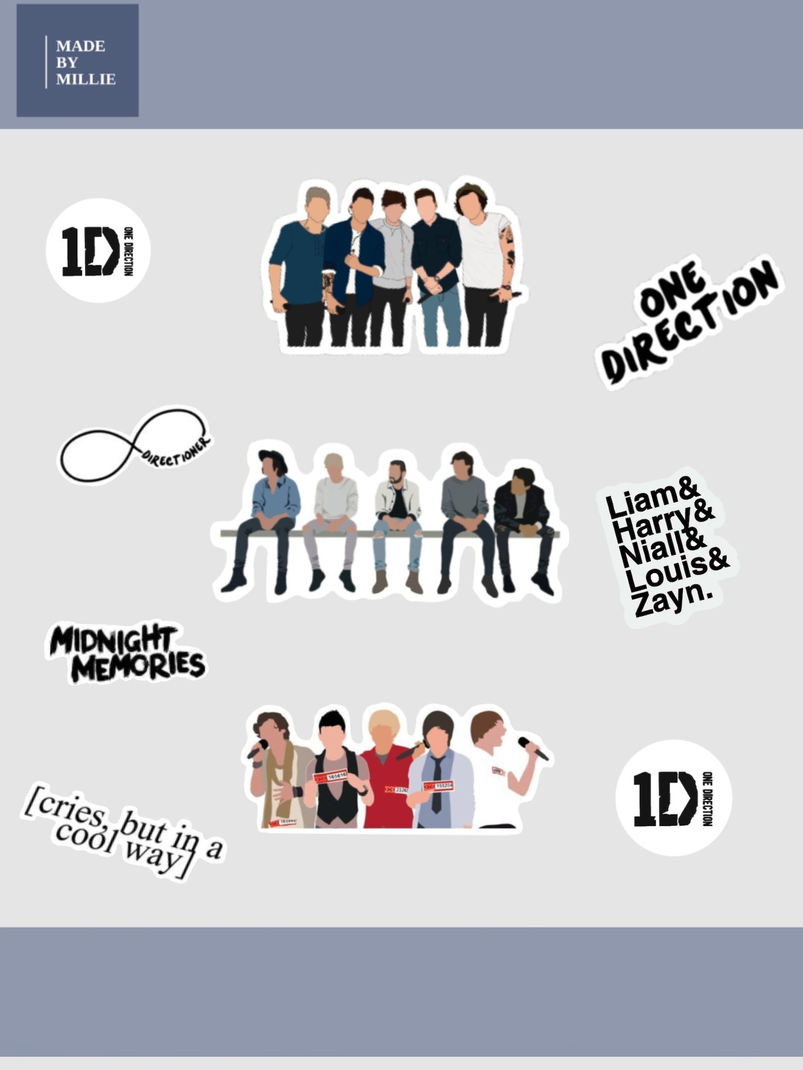 One Direction Stickers | Etsy