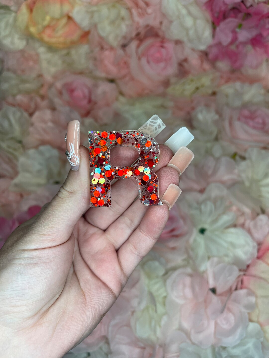 Handmade Resin Letter R Keychain - Etsy