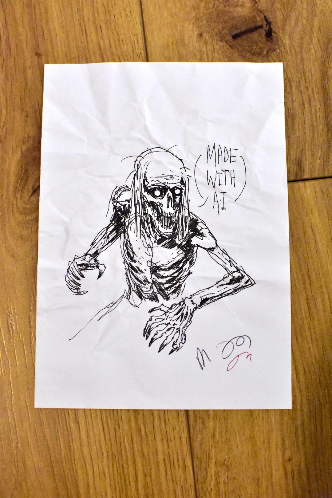 Original Zombie Ink Sketch, Illustration, Horror Drawing, Crumpled - Etsy