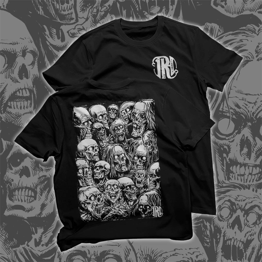 Robert Human More Zombie Heads Horror Illustration T Shirt Black - Etsy