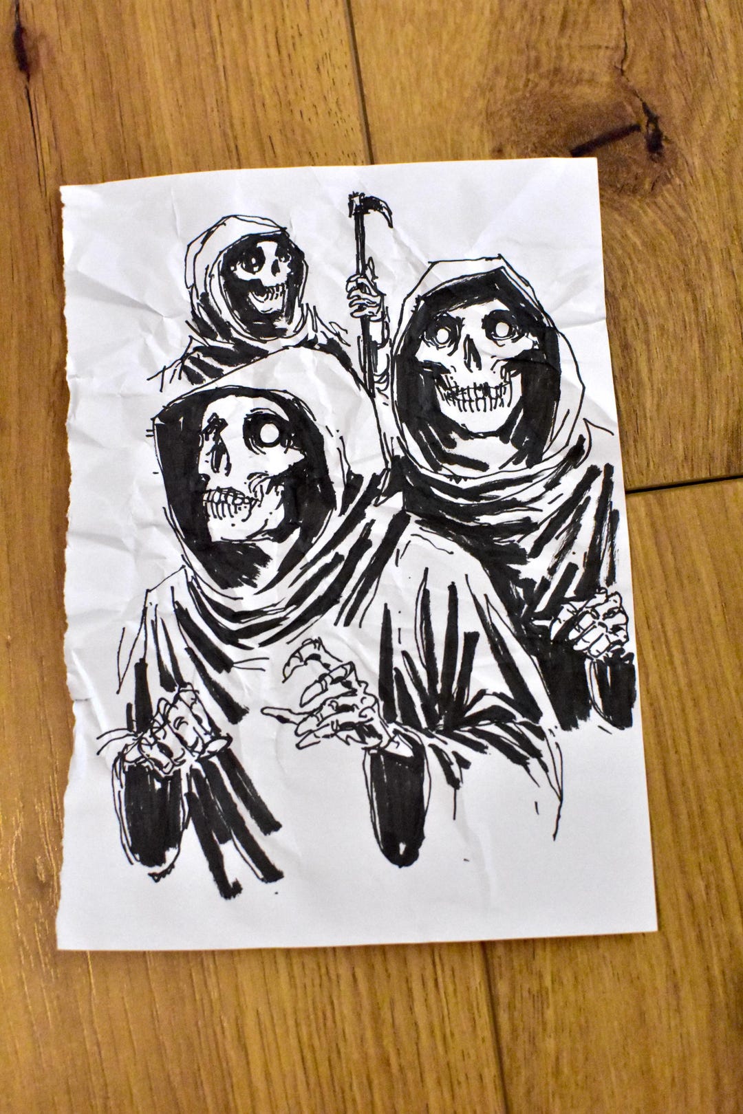 Original Zombie Ink Sketch, Illustration, Horror Drawing, Crumpled. - Etsy