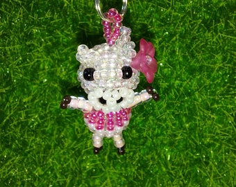 Beaded Pig, Pig Keychain, Beaded Pig Keychain, Pink Pig, Cute Piggy ...