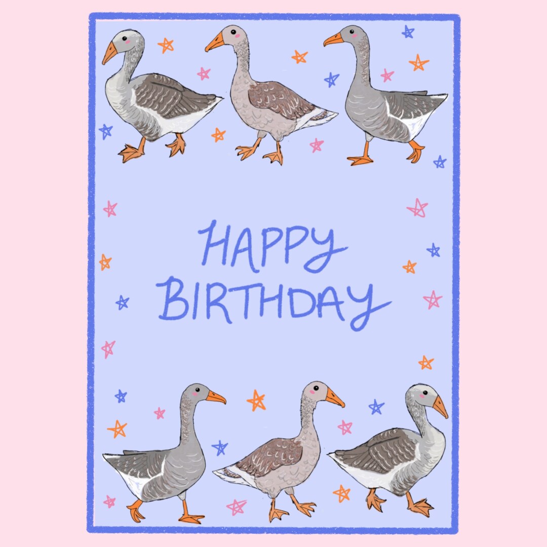 Happy Birthday Geese Greeting Card - Etsy