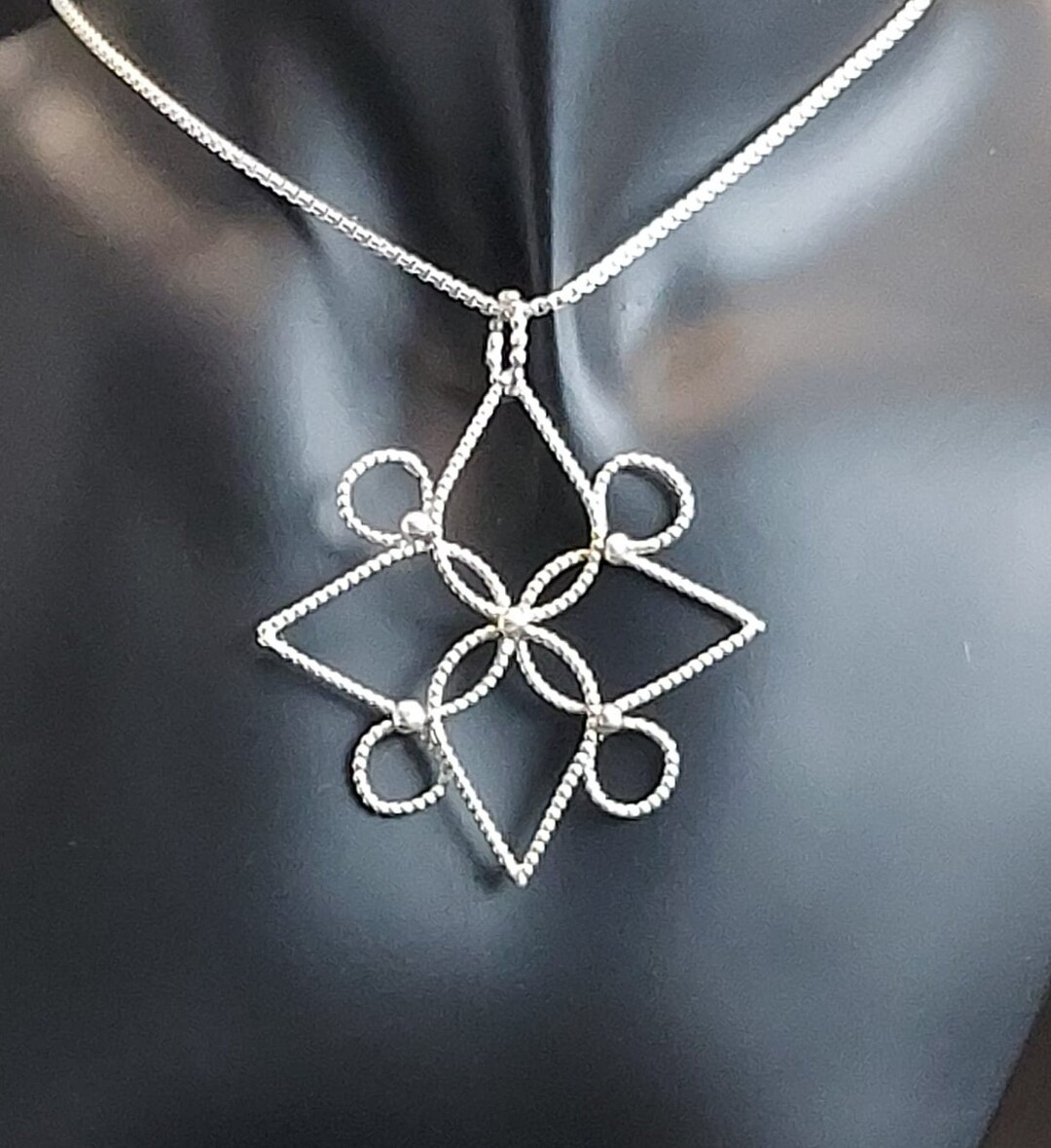 Beaded Sterling Silver Wire Pendant and Chain - Etsy