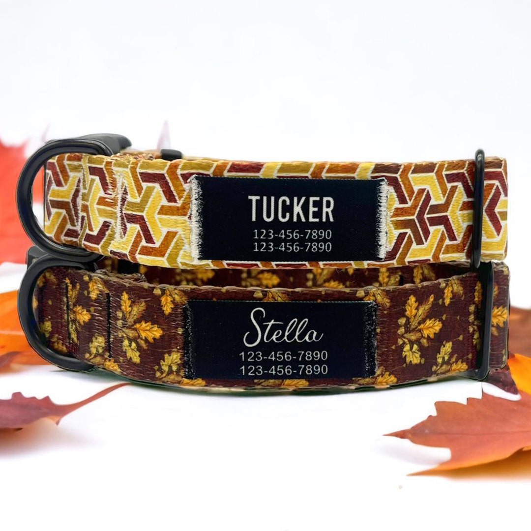 Personalized Nylon Dog Collar - Custom Fabric Name Patch, Handmade ...