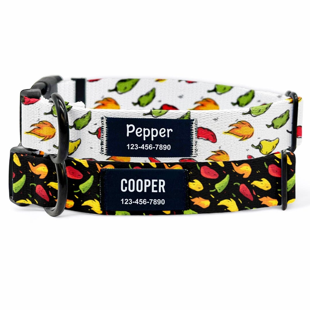 Personalized Chili Pepper Dog Collar: Custom Name ID, Adjustable Nylon ...