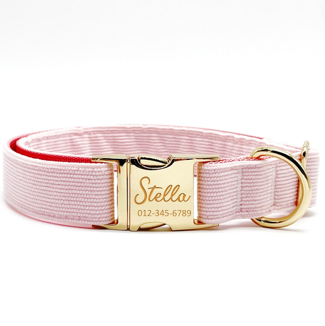 Personalized Dog Collar - Custom Name, Metal Hardware, Handmade, Collar ...