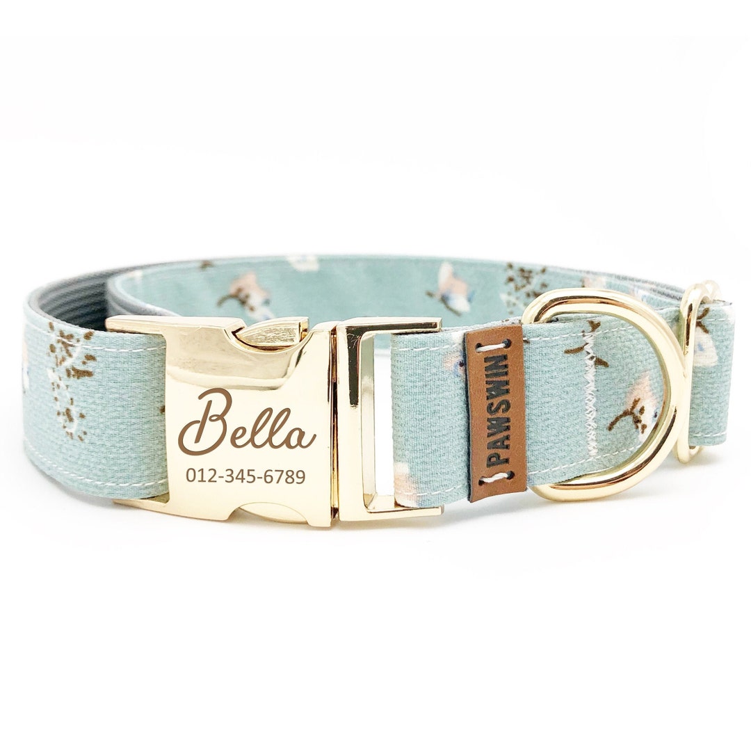 Personalized Dog Collar - Custom Name, Metal Hardware, Handmade, Collar ...