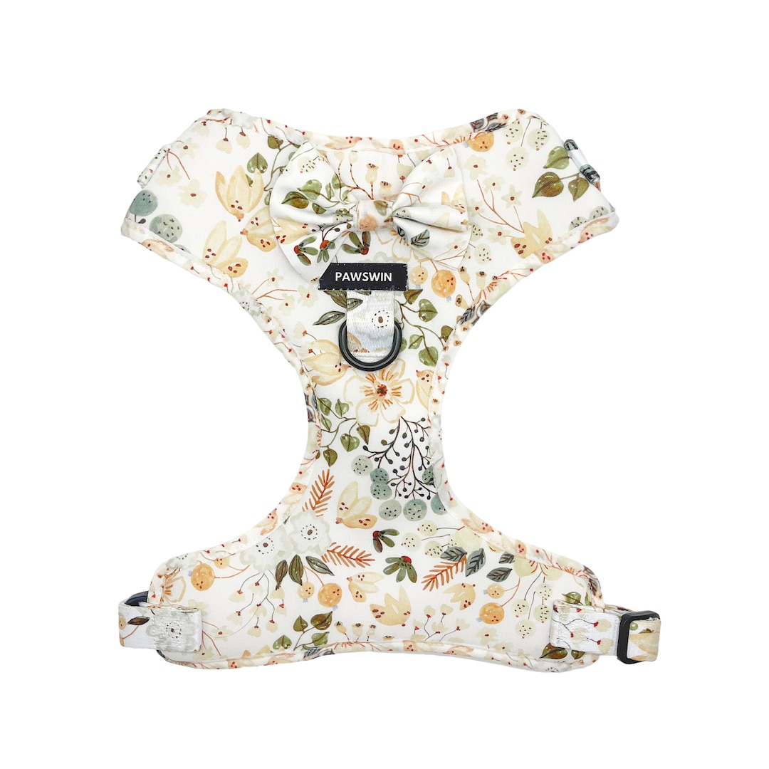 Personalized Dog Harness: Handmade White Flower, Adjustable, Custom ...