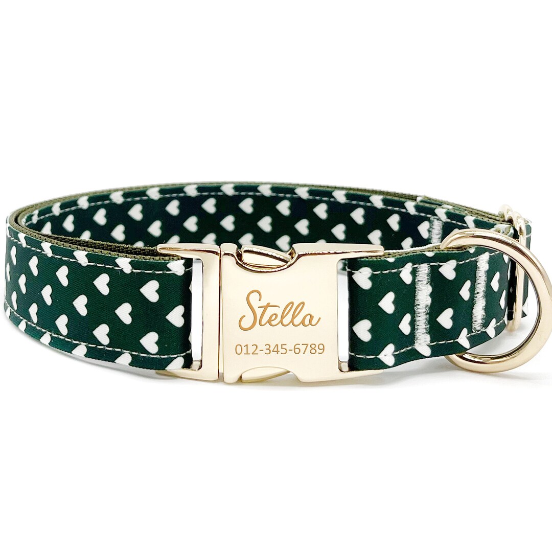 Personalized Dog Collar - Custom Name, Metal Hardware, Handmade, Collar ...