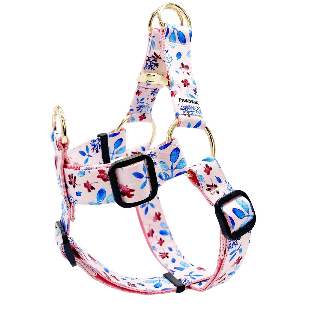 Personalized Dog Harness: Handmade Step-in, Pink Flower Print, Custom ...