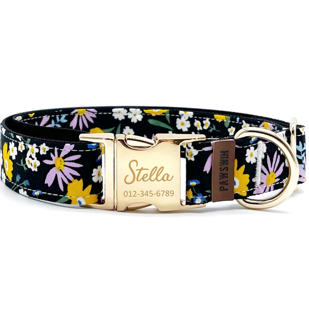 Personalized Dog Collar - Custom Name, Metal Hardware, Handmade, Collar ...