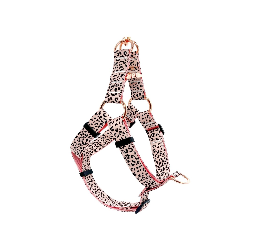 Pink Leopard Custom Dog Harness, Adjustable Neck Harness for Medium ...