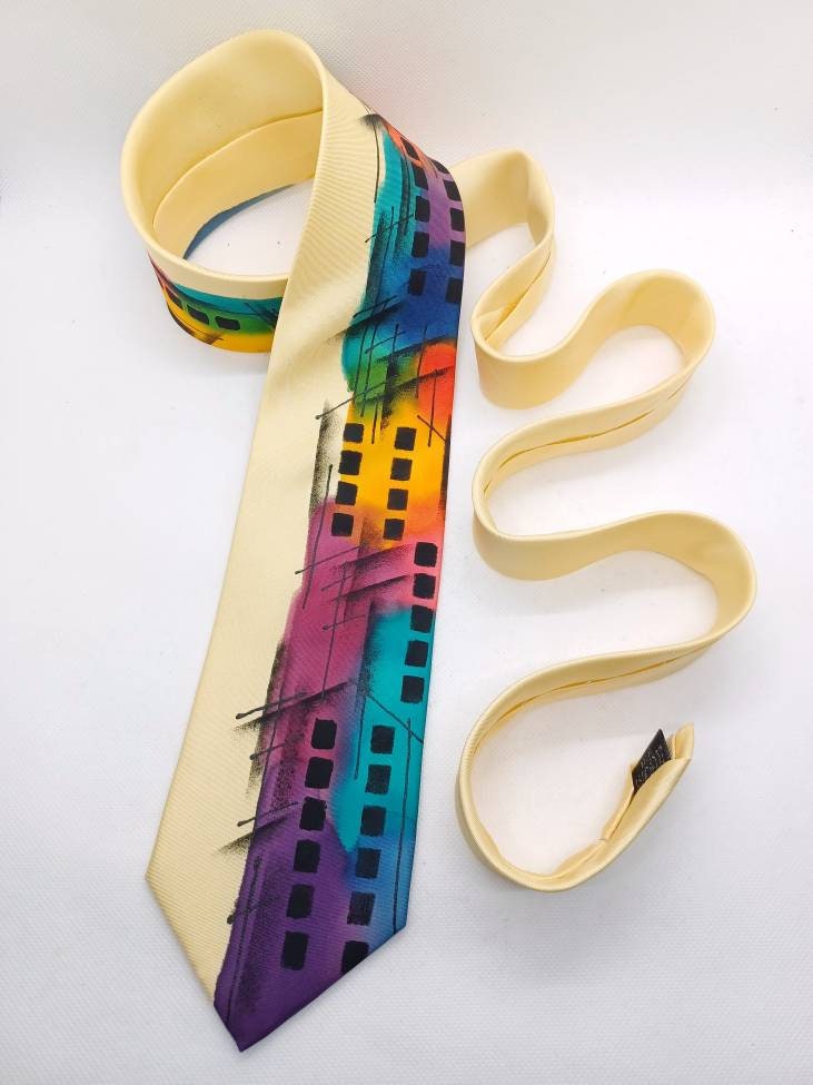 Bright Abstract Hand Painted Silk Tie Silk Necktie - Etsy UK
