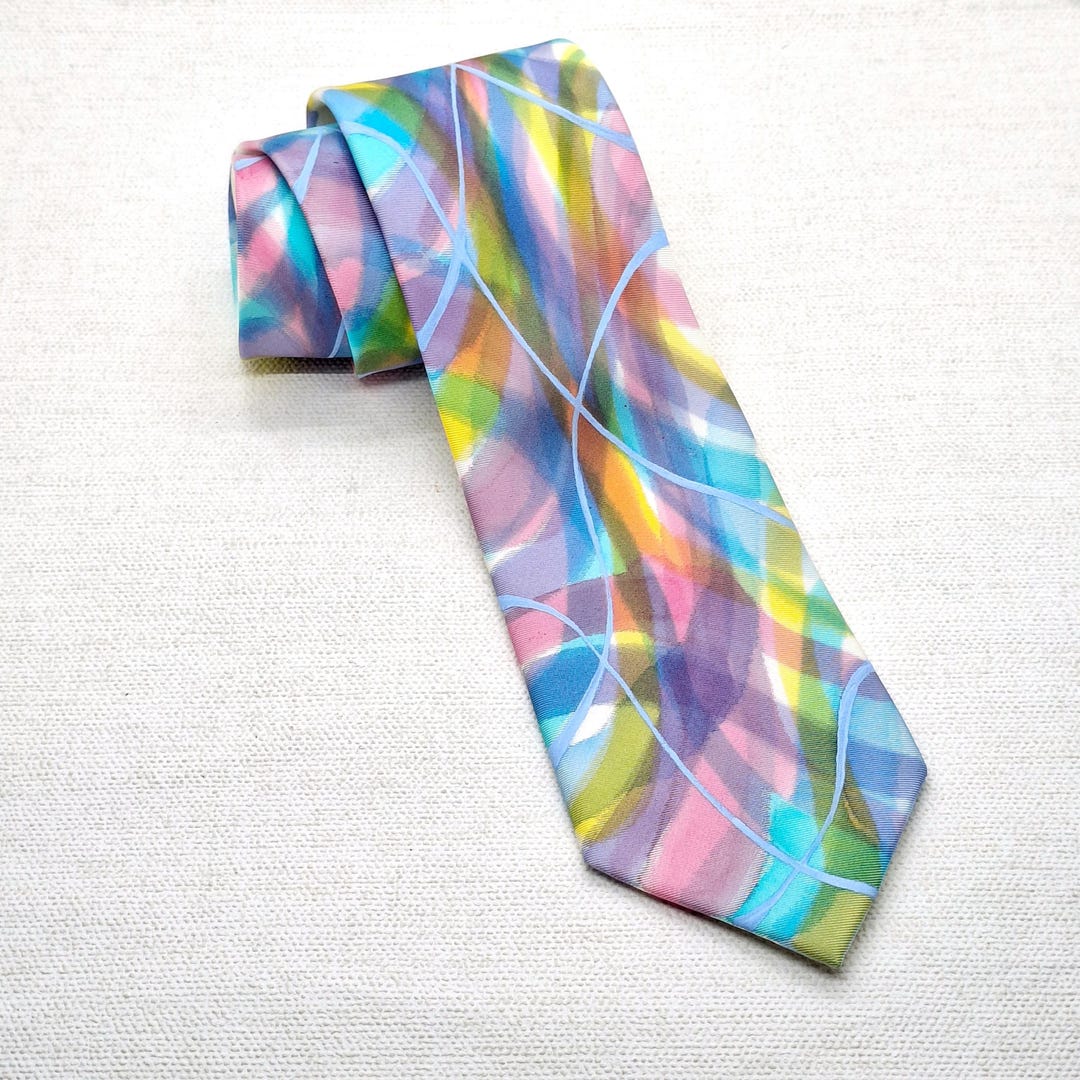 Hand Painted Silk Pastel Tie, Wedding Ties and Suitwear, Abstract ...