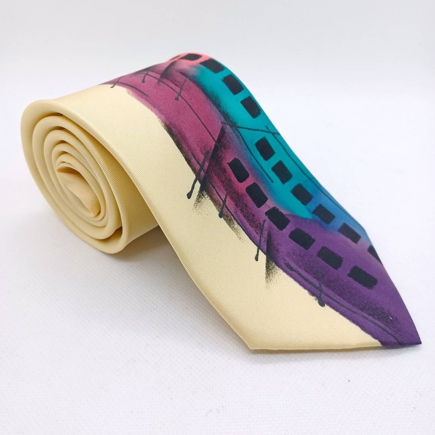 Bright Abstract Hand Painted Silk Tie Silk Necktie - Etsy UK