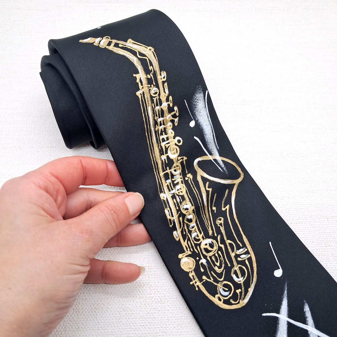 Saxophone Necktie, Saxophone Tie, Mens Music Gifts - Etsy